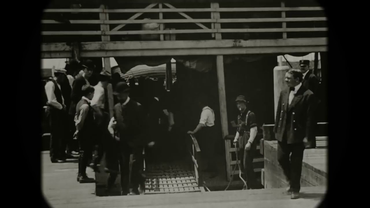 New York 1903 - Immigrants arriving at Ellis Island - Restored with added sound