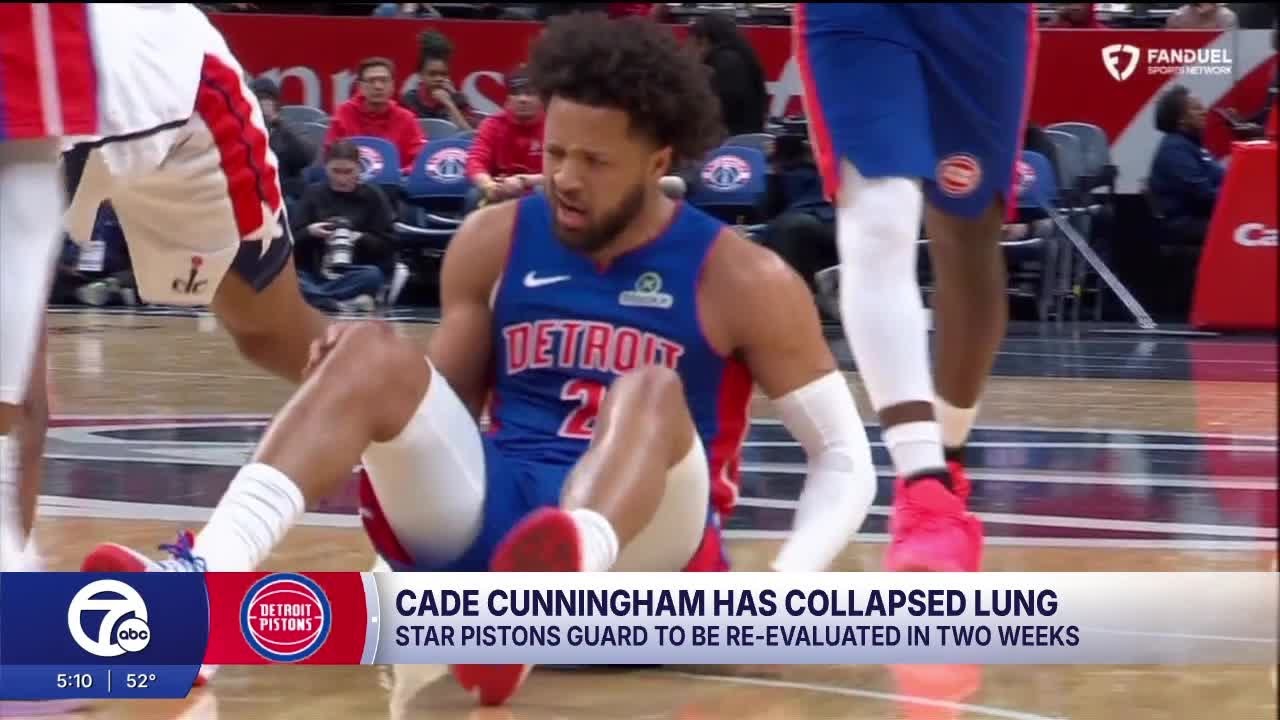 Pistons' Cade Cunningham expected to miss games with collapsed lung, per report