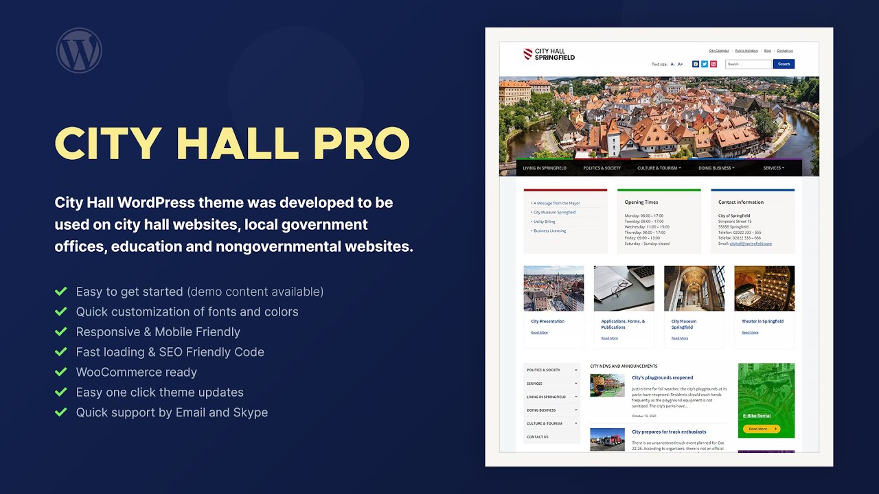 City Hall WordPress Theme - Tutorial and Free vs Pro Comparison