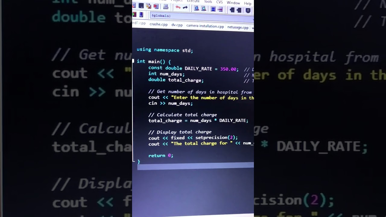daily hospital rate c++#coders #coding #codinglife #codemasters #codingninja #codelife #code #cpp