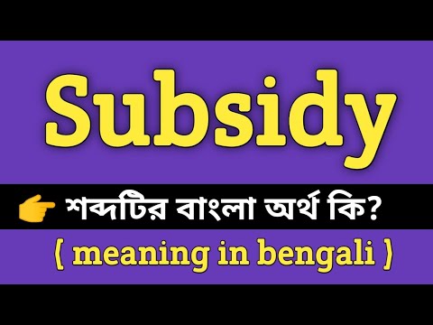 Subsidy Meaning in Bengali || Subsidy শব্দের বাংলা অর্থ কি? || Word Meaning Of Subsidy