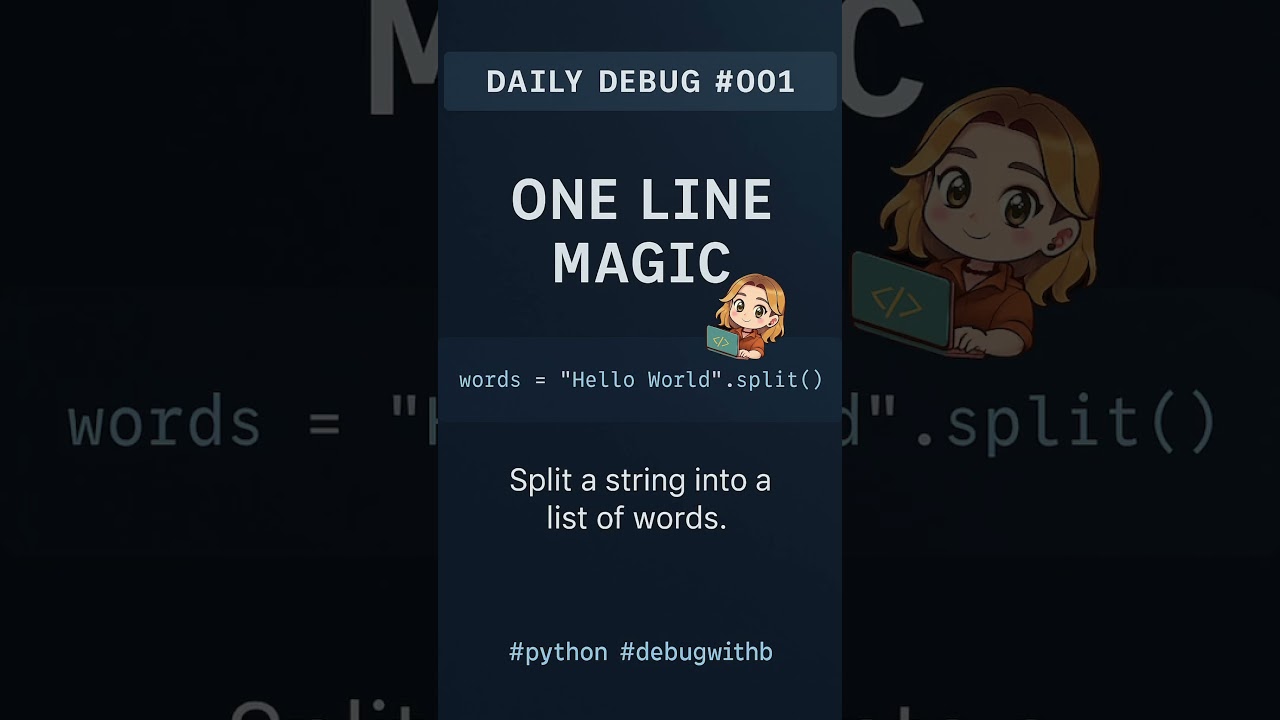 Turn a sentence into a list of words in just one line #python #100daysofcode #codedaily #codenewbie