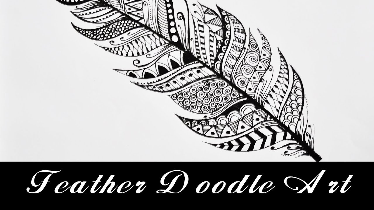 How to draw a feather doodle | Feather doodle  #doodle #feather #drawings