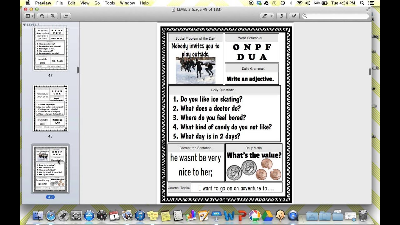 Product Preview - Leveled Daily Work 3