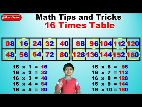 Learn 16 Times Multiplication Table | Easy and fast way to learn | Math Tips and Tricks