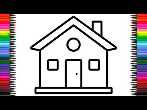 House Drawing Simple For Kids | Drawing House Step By Step For Kids | How To Draw House For Kids |