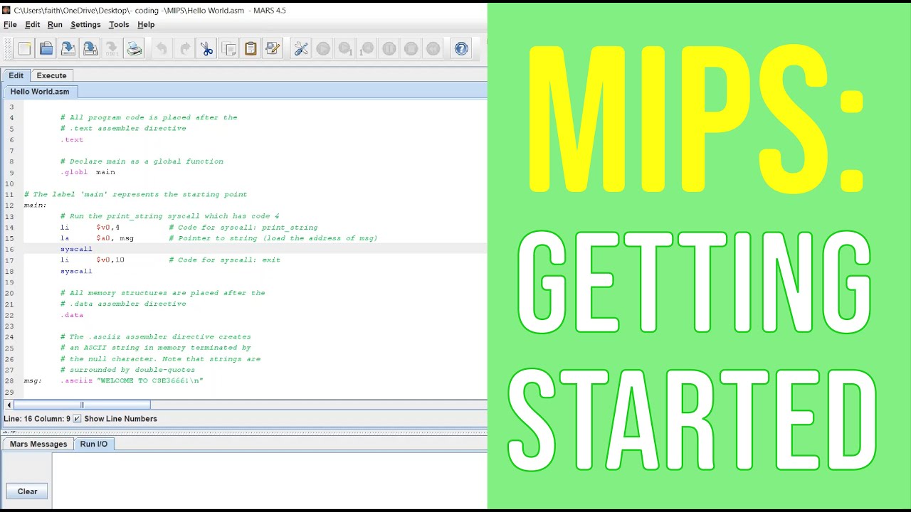Starting Up MARS  - MIPS Tutorial