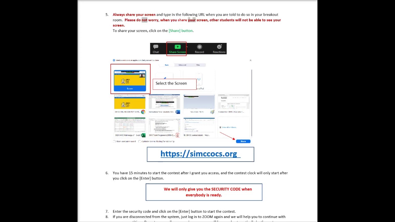 SIMOC 2020 Instructions For All Students