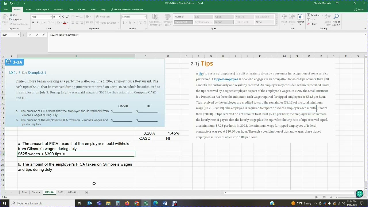 2023 Payroll - Chapter 3A Problem 3-3A