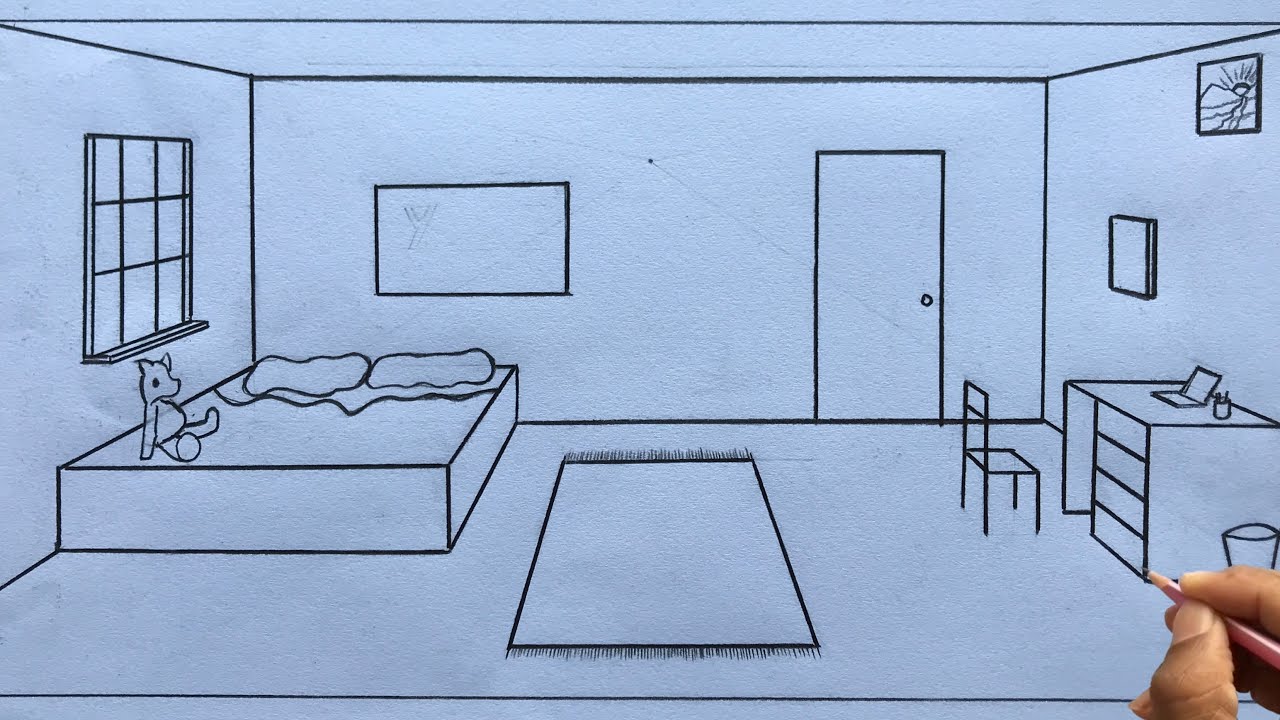 How to Draw a Room in 1-Point Perspective Step by Step for Beginners