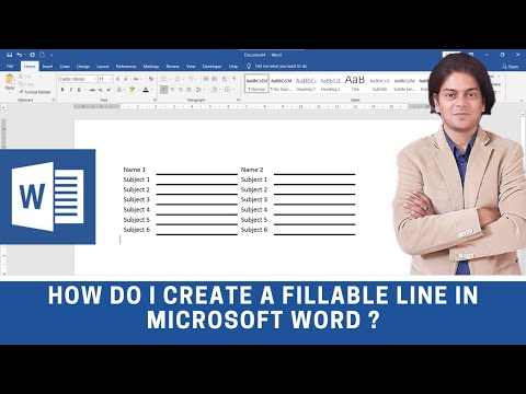 How do I create a fillable line in Microsoft word ?