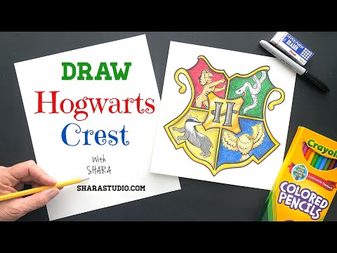 How to draw the Hogwarts crest