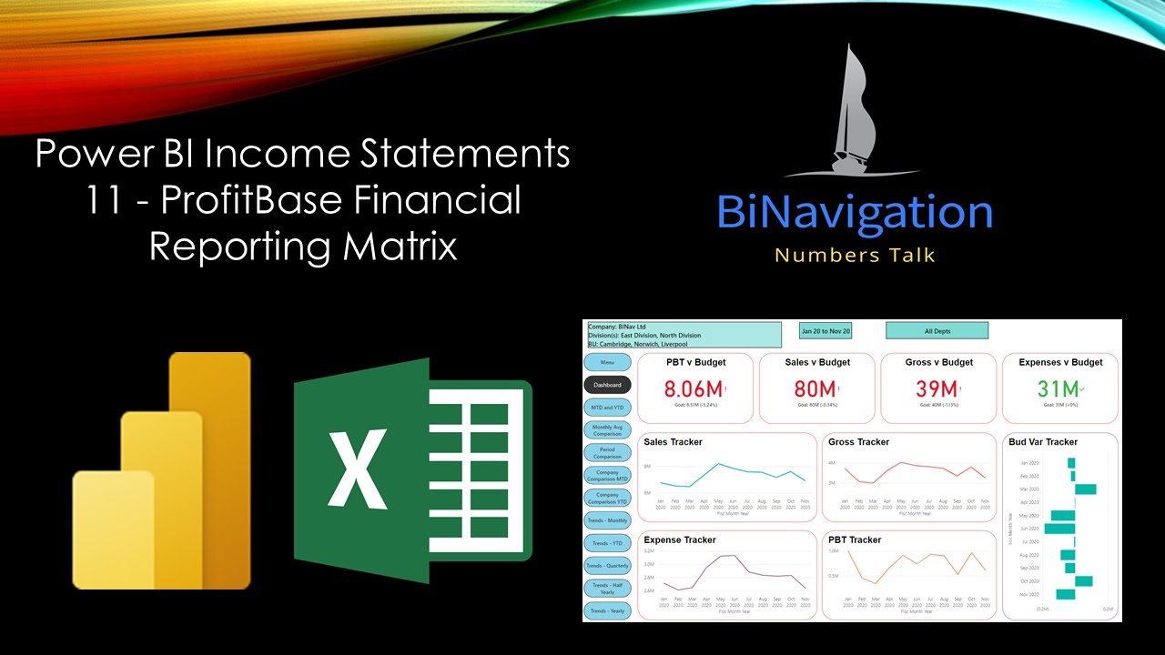 Power BI Income Statements 11 -  ProfitBase Financial Reporting Matrix