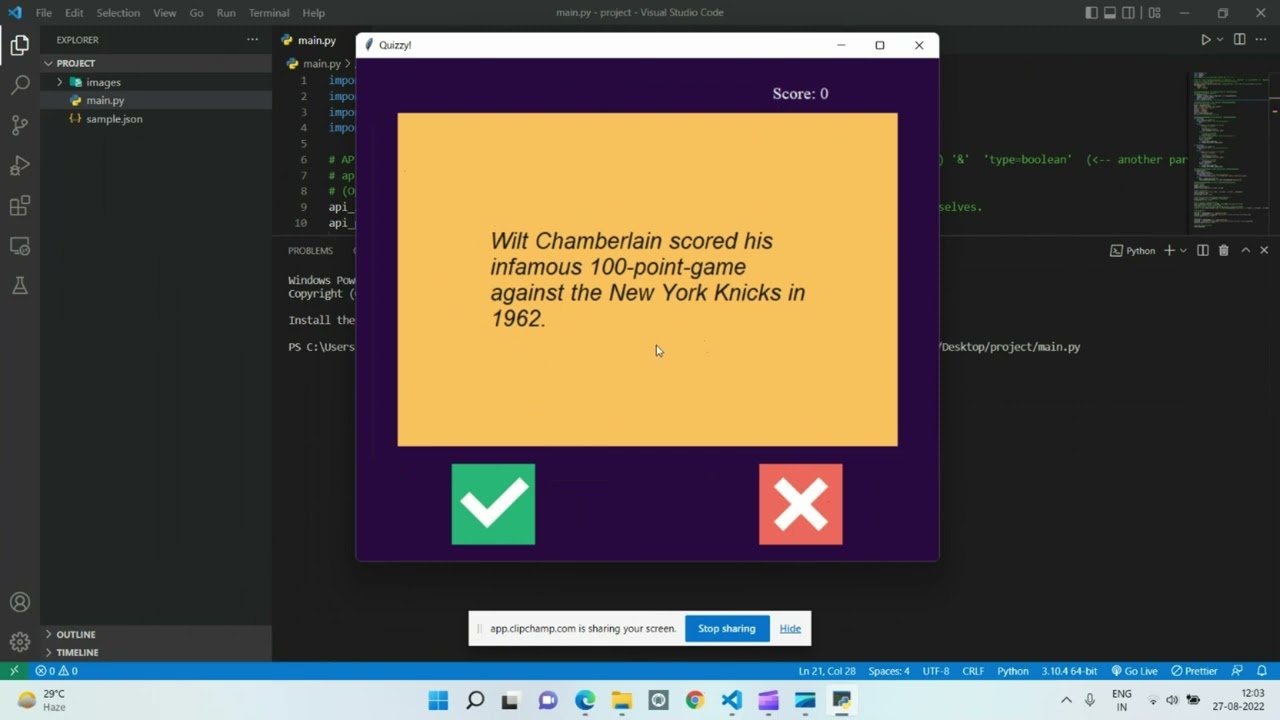 Quiz Application (GUI) using API.