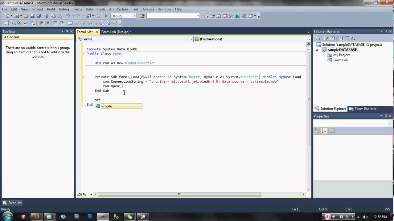 HOW TO DISPLAY MS ACCESS DATABASE TO VB.NET via code