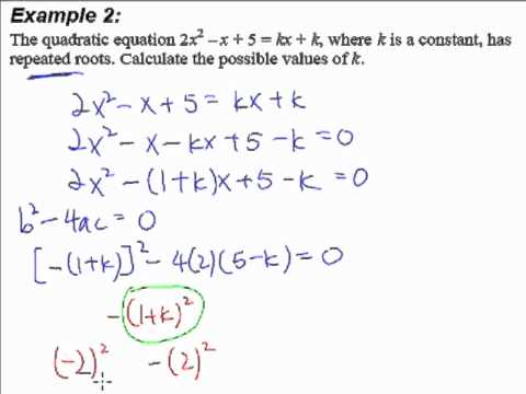 3. Quadratic Equations and Inequalities - Example 2 (Repeated Root)