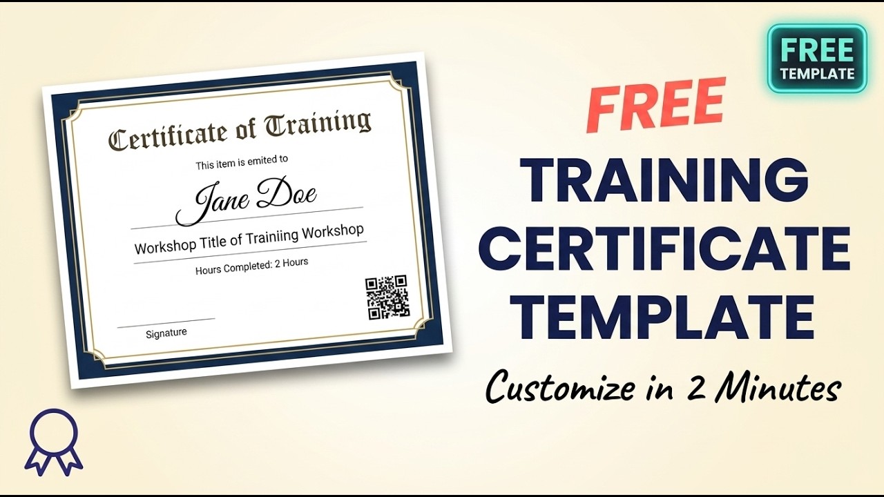 Free Certificate of Training Template for Workshops