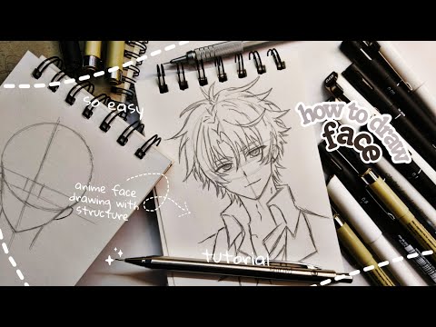 easy tutorial || how to draw anime face // learn with random anime character face easy structure.
