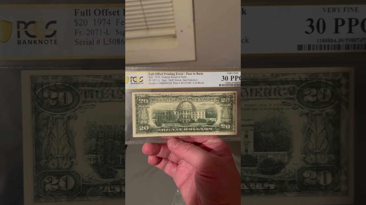 1974 offset transfer error $20 bill that came back from PCGS Banknote