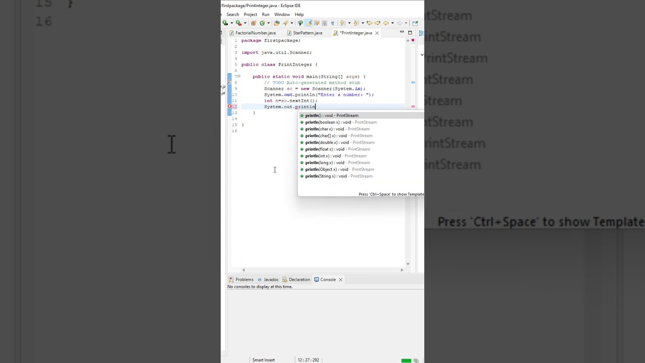 Java program to print an integer entered by the user