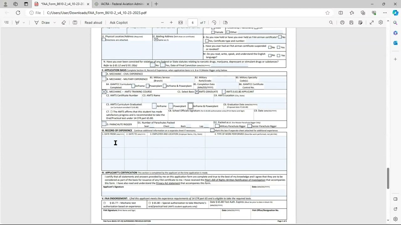 FAA FORM 8610-2 Instructions (2024)