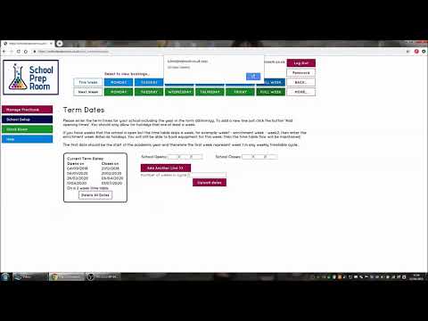 Setting up Term Dates on School Prep Room