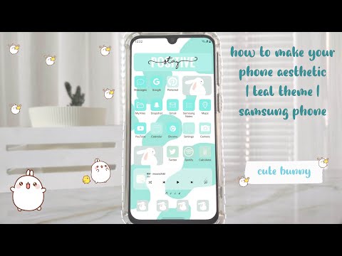 how to make your phone aesthetic | teal theme | cute bunny | samsung phone