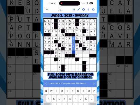 NYT X-Word 6/2/25 #nytcrosswordanswers #crosswordpuzzles