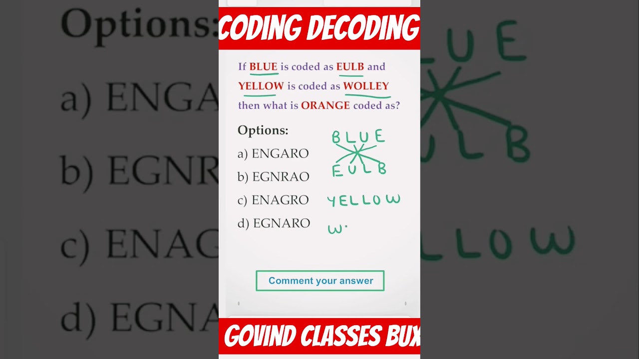 Coding Decoding Example || Reasoning Questions #ytshorts #shorts #codingdecodingtricks