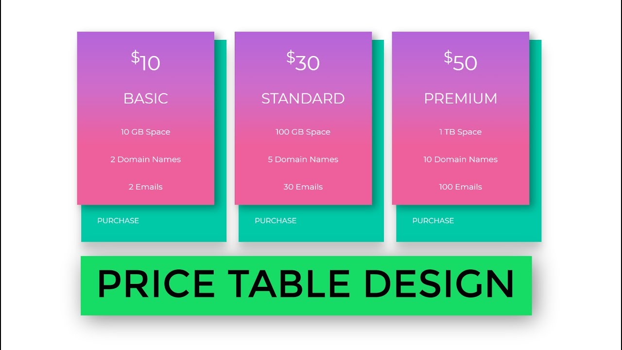 Responsive Pricing Table Tutorial - using HTML, CSS and Bootstrap