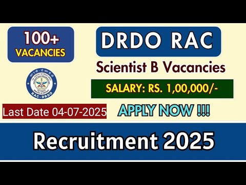 DRDO Recruitment 2025 | DRDO New Vacancy 2025 | No Exam | Govt Jobs July 2025 | DRDO Bharti 2025