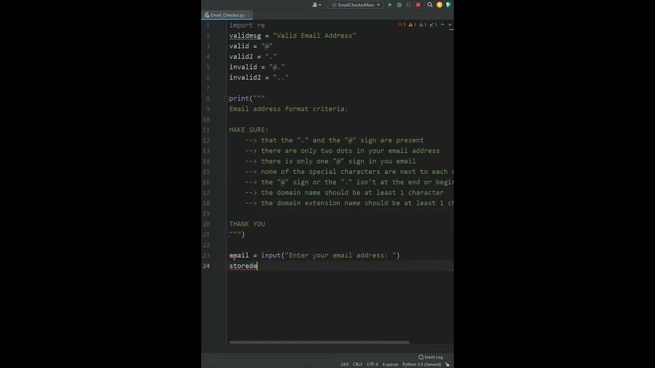 Basic Python Email  Validator