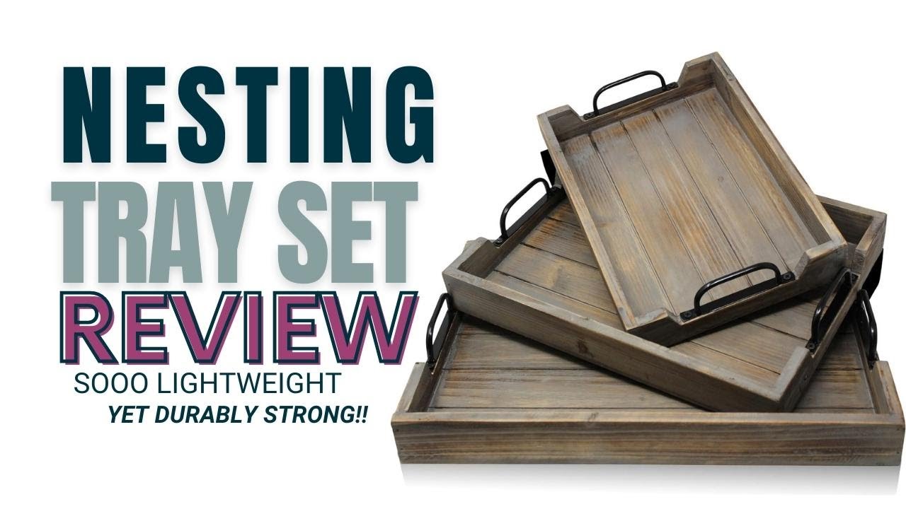 3 Piece Decorative Nested Vintage Wood Serving Tray Set REVIEW! Amazon Finds