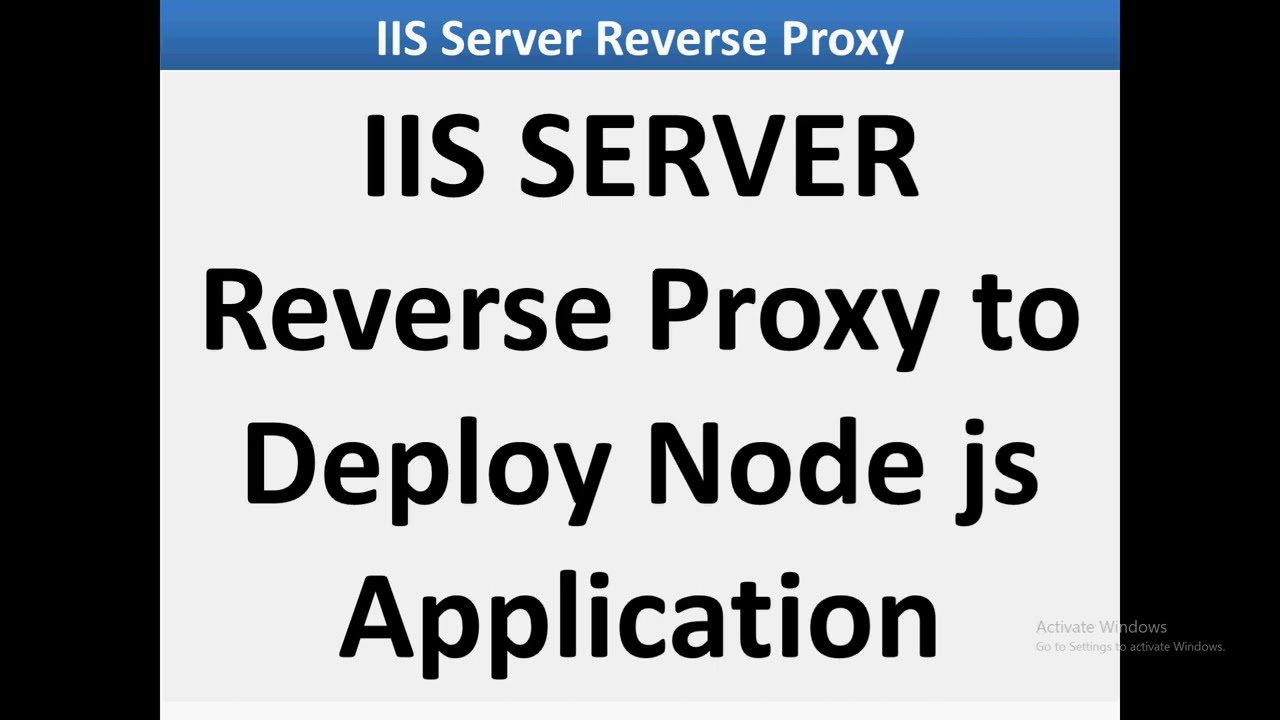 iis reverse proxy - IIS SERVER Reverse Proxy to Deploy Node js Application