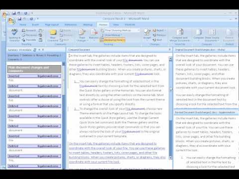 Word 2007 Creating a Legal Blackline using Compare