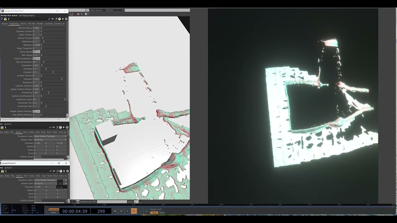 Touchdesigner NvidiaFlexSolver Fluid Simulation 5