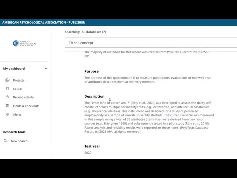 APA PsycTests on EBSCOhost and ProQuest