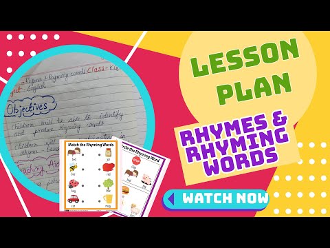 Lesson Plan for Teaching Rhymes & Rhyming Words | English for Early Learners | Teachers’ Resource|