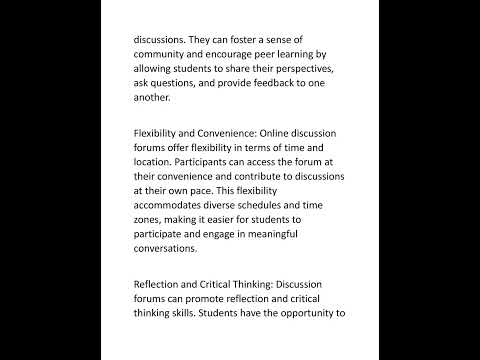 Are Discussion Forums in Online Classes Effective and/or Beneficial? Is