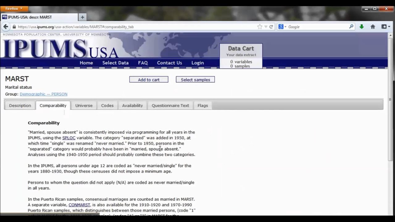 Getting Started with IPUMS, Part 1: Selecting Variables & Datasets