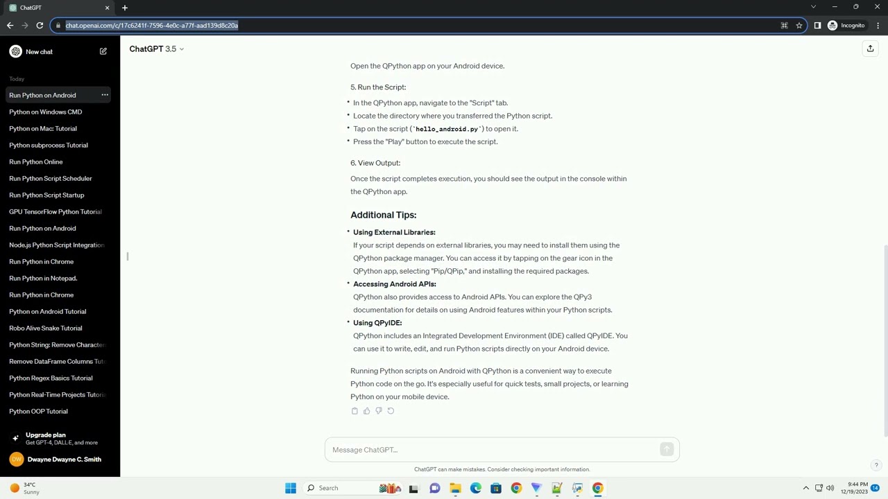 running python script on android
