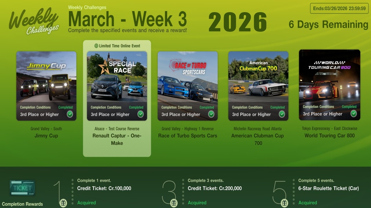 GT7|Weekly Challenges|March - Week 3|Cars & Setups(1.68)