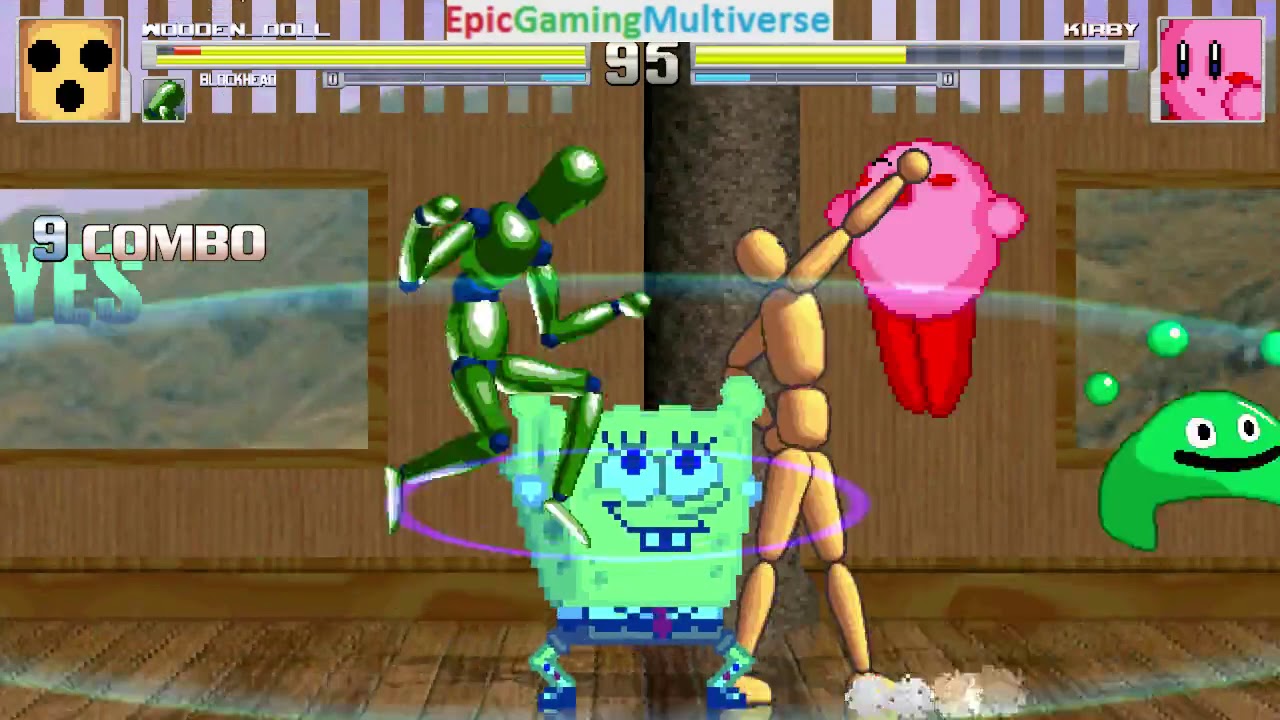 SpongeBob SquarePants And Weird Characters VS Kirby In A MUGEN Match / Battle / Fight