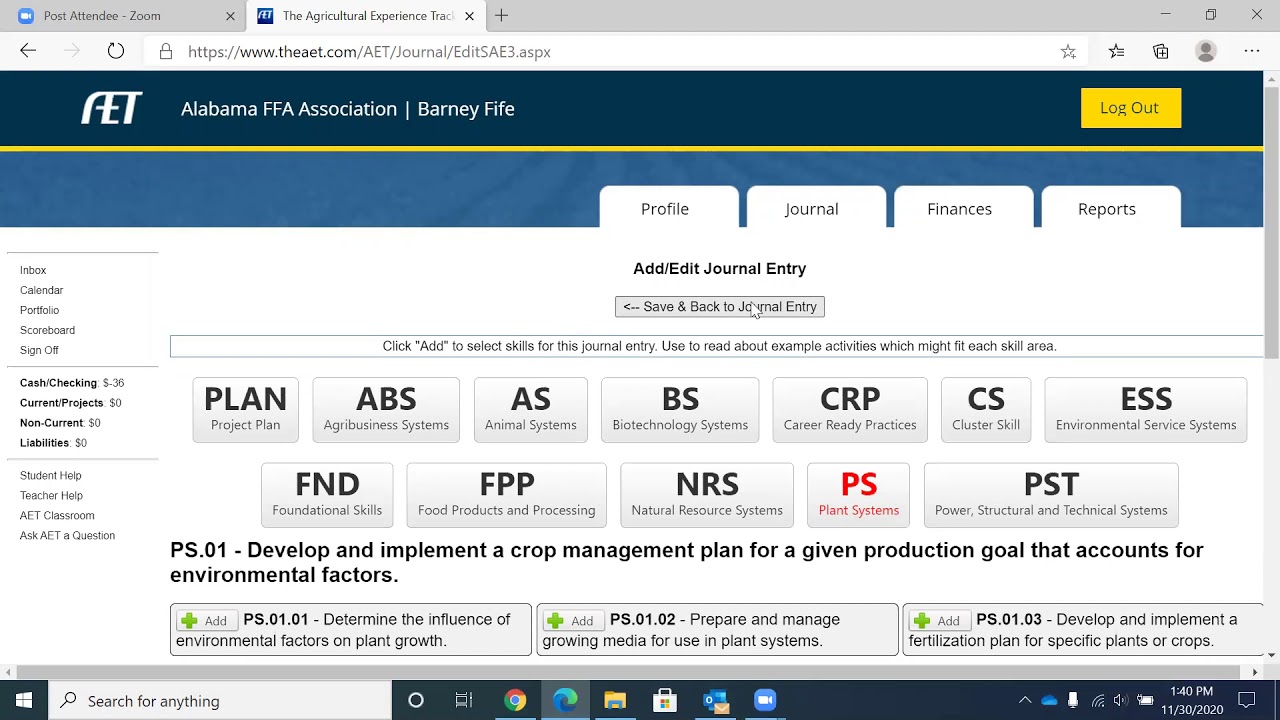 AET- Inputting Student Journals and Photos