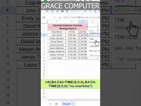 Calculate Employee Overtime in Google Sheets Step-by-Step with Real Examples #excel #spreadsheetmagi