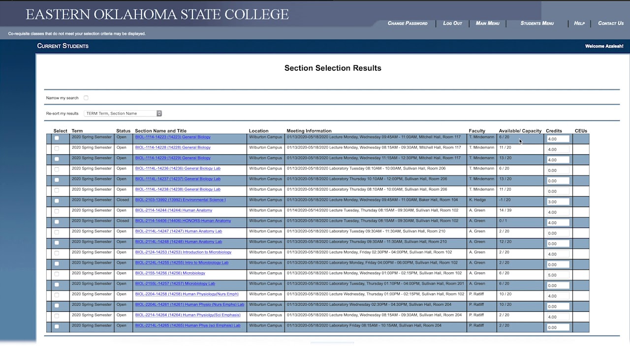 EOSC Enrollment Tutorial for WebAdvisor