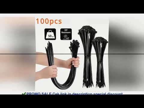 100pcs Black Cable Ties High Tensile Strength, Uv Resistant, Self-Locking For Home & Office Cord Man