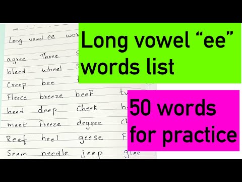 Long vowel “ee” words list for kids practise