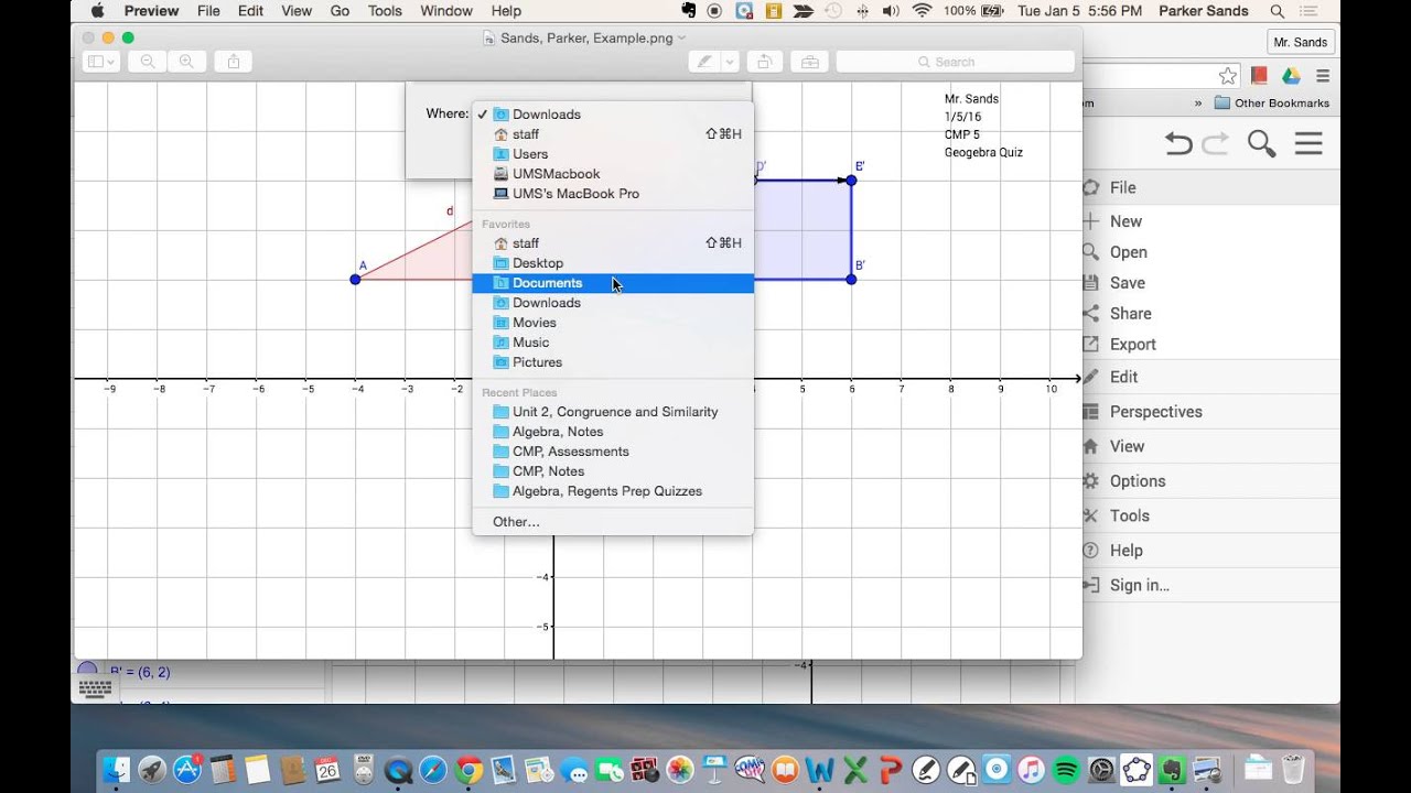 Transformations, GeoGebra Quiz