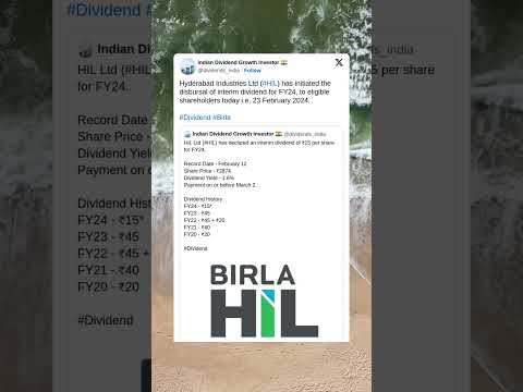 HIL Ltd interim dividend for FY24 credited in bank accounts. #StockMarket #Shorts (23 February 2024)